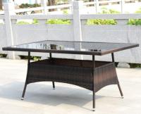 China 6 Seater Wicker Rattan Coffee Dining Table Villa Hotel Handmade Rattan Tabletop for sale