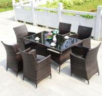 China 6 Seater Wicker Rattan Coffee Dining Table Villa Hotel Handmade Rattan Tabletop for sale