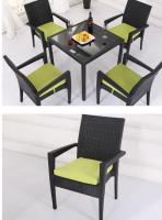 China Black Wicker Patio Dining Table Garden Restaurant Dinning Table Set for sale