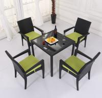 China Black Wicker Patio Dining Table Garden Restaurant Dinning Table Set for sale