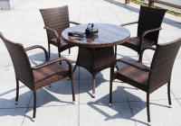 China 4 Seater Rattan Round Dining Table And Chair Set Outdoor Furniture Rattan Dining Table Set for sale