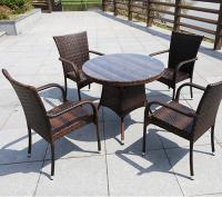 China 4 Seater Rattan Round Dining Table And Chair Set Outdoor Furniture Rattan Dining Table Set for sale