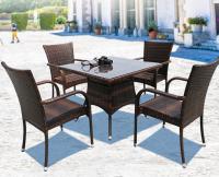 China Grey Square Outdoor Wicker Dining Table Rattan Chair Outdoor Furniture Rattan for sale