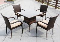 China Grey Square Outdoor Wicker Dining Table Rattan Chair Outdoor Furniture Rattan for sale
