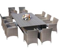 China 8 Seater  9 Seater Rattan Garden Furniture Sofa Dining Table Set Modern Rattan for sale