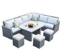 China Pe 3 Piece Patio Wicker Rattan Sofa Set Outdoor Dining Table Chairs Furniture Set for sale