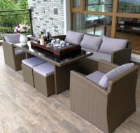 China Pe 3 Piece Patio Wicker Rattan Sofa Set Outdoor Dining Table Chairs Furniture Set for sale