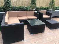 China 5 Seater Grey Rattan Corner Sofa Garden Sectional Patio Wicker Rattan Sofa Modern for sale