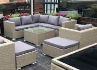 China 5 Seater Grey Rattan Corner Sofa Garden Sectional Patio Wicker Rattan Sofa Modern for sale