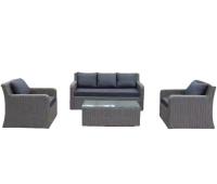 China 3 Seater Rattan Outdoor Sofa Terrace Furniture Garden Rope Leisure Black Wicker for sale