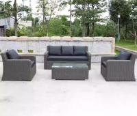 China 3 Seater Rattan Outdoor Sofa Terrace Furniture Garden Rope Leisure Black Wicker for sale