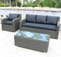 China 3 Seater Rattan Outdoor Sofa Terrace Furniture Garden Rope Leisure Black Wicker for sale