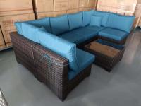 China Garden Furniture Rattan Sofa Set Rope Outdoor Leisure Sofa Set Black Wicker Setsrn Set for sale