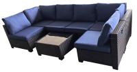 China Garden Furniture Rattan Sofa Set Rope Outdoor Leisure Sofa Set Black Wicker Setsrn Set for sale