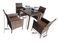 China 5 Pieces Outdoor Patio Wicker Dining Set Rattan Detachable Stylish Comfortable for sale