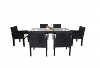 China 7 PCS Woven Dining Table Chairs Patio Conversation Leisure Rattan Sofa Set for sale