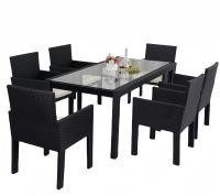 China 7 PCS Woven Dining Table Chairs Patio Conversation Leisure Rattan Sofa Set for sale