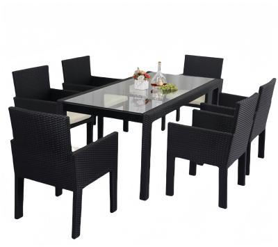 China 7 PCS Woven Dining Table Chairs Patio Conversation Leisure Rattan Sofa Set for sale