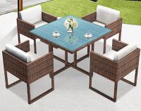 China 4 Seater Outdoor Dining Set Rattan Furniture Patio Rattan Dining Table Chair Set Wicker for sale