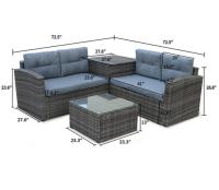 China L Shape Pe Rattan Sofa Conversation Sectional Sofa Storage Box Backyard Porch Poolside for sale