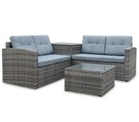 China L Shape Pe Rattan Sofa Conversation Sectional Sofa Storage Box Backyard Porch Poolside for sale