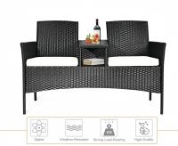 China 153cm Loveseat Set Patio Wicker Conversation Set Rattan Removable Cushions for sale
