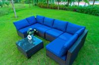 China Garden Sofa Set Outdoor Furniture Steel Modern Sofa Dining Residential Multifunctional Plastic Rattan Patio Luxury for sale