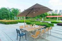 China 11 Pieces Outdoor Patio Furniture Plastic Wood Expandable Aluminum Garden Table And 8 Chairs for sale