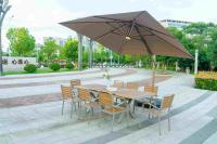 China 9 Pieces Plastic Wood Outdoor Restaurant Garden Tables  Chairs Outdoor Furniture Patio Dinning Table Patio Furniture for sale