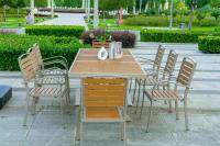 China 9 Pieces Plastic Wood Outdoor Restaurant Garden Tables  Chairs Outdoor Furniture Patio Dinning Table Patio Furniture for sale