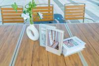China 7 Pieces New Design Cheap American Style Cafe Restaurant Plastic Wooden Dining Table And Chairs Ferniture Set for sale