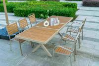 China 7 Pieces New Design Cheap American Style Cafe Restaurant Plastic Wooden Dining Table And Chairs Ferniture Set for sale
