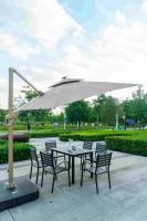 China 7 Pieces Extendable Modern Black Patio Restaurant 9 Piece Dining Sets Outdoor Garden Porch Aluminum Table and 8 Seater for sale