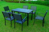China 7 Pieces Extendable Modern Black Patio Restaurant 9 Piece Dining Sets Outdoor Garden Porch Aluminum Table and 8 Seater for sale