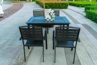 China 5 Pieces Extendable Modern Black China Manufacturer Wood Metal Chairs Patio Garden Outdoor Furniture for sale