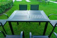 China 7 Pieces Extendable Modern Black Patio Restaurant 9 Piece Dining Sets Outdoor Garden Porch Aluminum Table and 8 Seater for sale