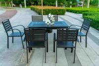 China 7 Pieces Extendable Modern Black Patio Restaurant 9 Piece Dining Sets Outdoor Garden Porch Aluminum Table and 8 Seater for sale
