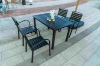 China 5 Pieces Extendable Modern Black China Manufacturer Wood Metal Chairs Patio Garden Outdoor Furniture for sale