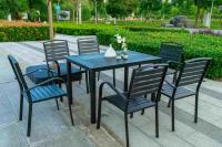 China 7 Pieces Extendable Modern Black Patio Restaurant 9 Piece Dining Sets Outdoor Garden Porch Aluminum Table and 8 Seater for sale