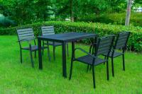 China 5 Pieces Extendable Modern Black China Manufacturer Wood Metal Chairs Patio Garden Outdoor Furniture for sale