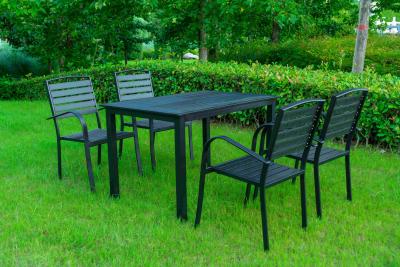 China 5 Pieces Extendable Modern Black China Manufacturer Wood Metal Chairs Patio Garden Outdoor Furniture for sale