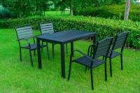 China 5 Pieces Extendable Modern Black China Manufacturer Wood Metal Chairs Patio Garden Outdoor Furniture for sale