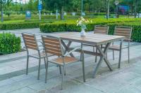 China Outdoor Poly Wooden Dining Table And Chairs Plastic Wood Patio Table And Chair Set 5 Pieces Set for sale