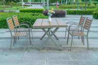 China Outdoor Poly Wooden Dining Table And Chairs Plastic Wood Patio Table And Chair Set 5 Pieces Set for sale