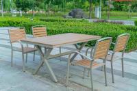China Outdoor Poly Wooden Dining Table And Chairs Plastic Wood Patio Table And Chair Set 5 Pieces Set for sale