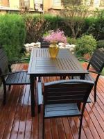 China WPC Furniture Set Anti-Corrosion Patio Outdoor Outdoor Leisure Balcony Garden Cafe Outdoor Table And Chairs Set for sale