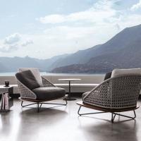 China Nordic outdoor sofa, courtyard teak rattan sofa set, villa wicker sofa, open-air garden outdoor furniture for sale