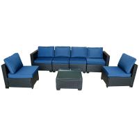 China Black Outdoor Rattan Sofa Table Set 120x60cm for sale