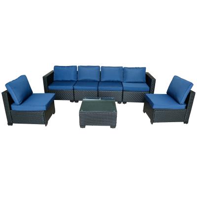 China Black Outdoor Rattan Sofa Table Set 120x60cm for sale