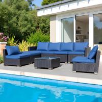 China Outdoor Rattan Sofa Table Set with Steel Frame 120x60cm for sale
